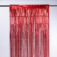 China 100cm 200cm Fringe Decor Laser Rain Curtain Red Iridescent Foil Curtain for sale