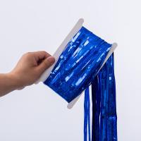 China 3x3m Metallic Foil Fringe Curtain 300cm Blue Tinsel Curtain Custom for sale
