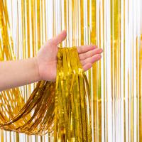 China 3m*3m Tinsel Backdrop Transparent Gold Streamer Curtain Waterproof for sale
