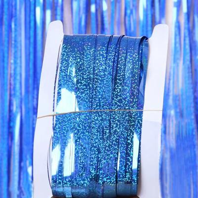 China 3x3m Laser Foil Curtain PET Multicolour Party Tassel Curtain for sale