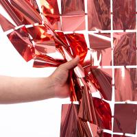 China 100cm 200cm Square Metallic Foil Backdrop Red Metallic Fringe Curtain for sale