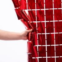 China 1x2m Red Foil Fringe Curtain 2 Meter Foil Square Curtain Fringe Decor for sale