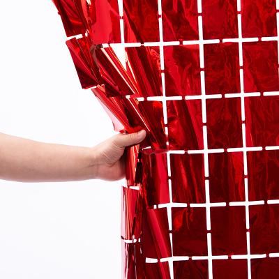 China 1x2m Red Foil Fringe Curtain 2 Meter Foil Square Curtain Fringe Decor for sale