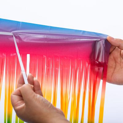 China Anti Bacterial Rainbow Fringe Backdrop 1*1m 1*2m Multicolor Foil Curtain for sale