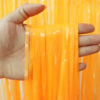 China Orange PET Neon Fringe Curtain Outdoor Fluorescent Fringe Backdrop for sale