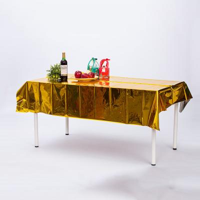 China Aluminum Film Gold Foil Table Cover Rectangular Gold Foil Tablecloth for sale