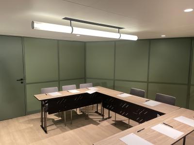 China 4/4/1mm Laminated Wall Perforated MDF Panel Acoustic Sound Absorbing Ceiling Board for sale