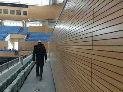 China 28/4mm Gym Veneer Linear Grooved Acoustic Wall Panels Sound Absorption Isolation Board for sale