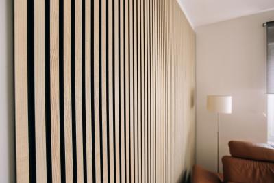 China 28/4mm Hotel Guest Room Grooved Acoustic Wall Panels Sound Absorption Isolation Board for sale