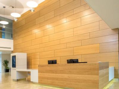 China Woodgrain Formica Laminate 2/2/0.5mm Microperforated Acoustic Panels Soundproofing Board for sale