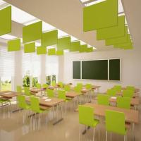 China Class Room Ceiling Tile Hanging Suspened Sound Absorption Wood  Wool Acoustic Panel for sale