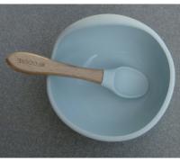 China Food Grade Silicone Baby Tableware Set Bowl and Spoon High Temperature Resistant Anti Slip 200ml for sale