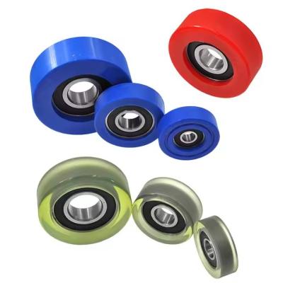 China Rubber Coated PU Bearings Polyurethane Wheel With 695 605 605rs 696 696rs  bearing for sale