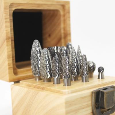 China Tungsten Carbide Rotary Burr Set 10pcs 1/8-1/4 Inch Shank for Grinding Deburring Polishing for sale