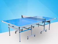 China Easy Install Blue Ping Pong Table , Aluminum Ping Pong Table Movable With Logo for sale