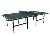 China Full Size Indoor Green Ping Pong Table Single Folding With Blue Top Steel Leg for sale