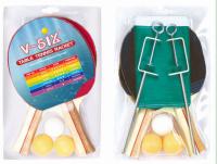 China 5 Layers Poplar Plywood Table Tennis Racket Set Reverse Rubber Sponge With Post / Net for sale