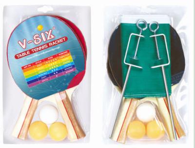 China 5 Layers Poplar Plywood Table Tennis Racket Set Reverse Rubber Sponge With Post / Net for sale