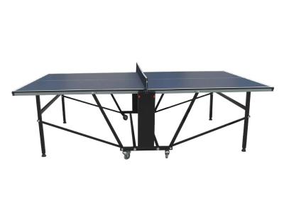 China Double Foldable Indoor Table Tennis Table Standard Size With Wheels Blue Top for sale