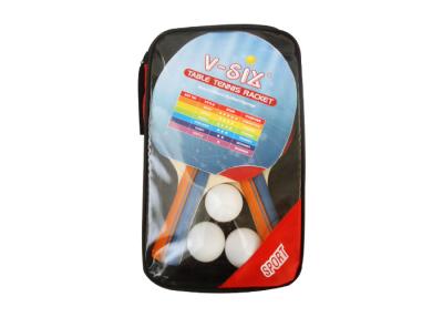 China 2 Rackets and 3 Balls Blister Package 5 Ply Poplar Wood Color Handle Rubber Table Tennis Blades Set for sale