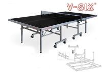 China Single Folding Outdoor Ping Pong Table 1525*2740*760 AP Board Material Moveable with Wheels for sale
