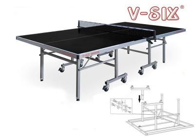 China Single Folding Outdoor Ping Pong Table 1525*2740*760 AP Board Material Moveable with Wheels for sale