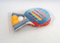 China Blue Handle Table Tennis Ping Pong Bat With Balls Bats Pimple In / Out Rubber For Family Play for sale