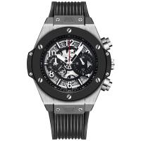 China Men Luxury Skeleton Quartz Watch Rose Gold Chronograph Sport Wrist Watch Silicone Strap Business Casual Hollow Dial Watch for sale
