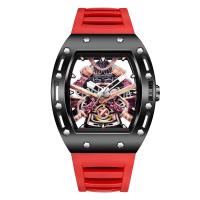 China Japanese Samurai Armor Tonneau Skeleton Men Quartz Watch Hollow Dial Matte Black Silicone Strap Luminous Waterproof Street Fashion Wristwatch for sale