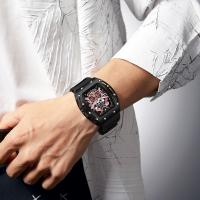 China Japanese Samurai Armor Tonneau Skeleton Men Quartz Watch Hollow Dial Matte Black Silicone Strap Luminous Waterproof Street Fashion Wristwatch for sale