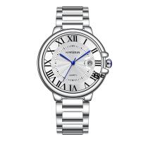 China Men Roman Numeral Dial Business Quartz Watch Stainless Steel Bracelet Luminous Waterproof Calendar Dress Wristwatch Silver Gold Multi Color Options for sale