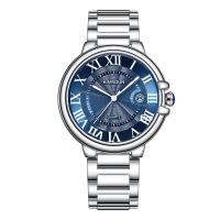 China Men Roman Numeral Dial Business Quartz Watch Stainless Steel Bracelet Luminous Waterproof Calendar Dress Wristwatch Silver Gold Multi Color Options for sale