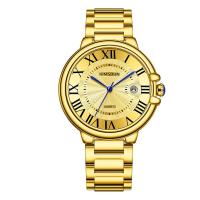 China Men Roman Numeral Dial Business Quartz Watch Stainless Steel Bracelet Luminous Waterproof Calendar Dress Wristwatch Silver Gold Multi Color Options for sale