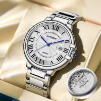 China Men Roman Numeral Dial Business Quartz Watch Stainless Steel Bracelet Luminous Waterproof Calendar Dress Wristwatch Silver Gold Multi Color Options for sale