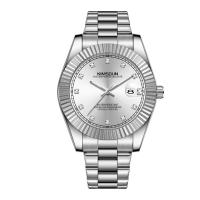 China Two Tone Gold Silver Fluted Bezel Men Business Watch Stainless Steel Bracelet Calendar Luminous Waterproof Dress Quartz Wristwatch Multi Dial Colors for sale