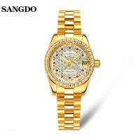 China Full Diamond Dial Men Quartz Watch Stainless Steel Band Bling Crystal Bezel Luxury Business Wrist Watch Gift For Men Wedding Anniversary for sale