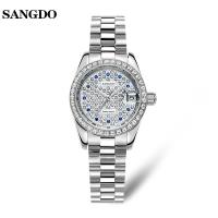China Full Diamond Dial Men Quartz Watch Stainless Steel Band Bling Crystal Bezel Luxury Business Wrist Watch Gift For Men Wedding Anniversary for sale