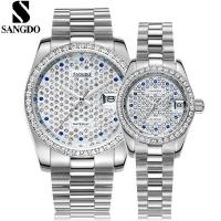 China Full Diamond Dial Men Quartz Watch Stainless Steel Band Bling Crystal Bezel Luxury Business Wrist Watch Gift For Men Wedding Anniversary for sale