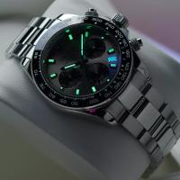 China OBLVLO Men Chronograph Watch, Stainless‑Steel Bracelet Sports Wrist Watch with Tachymeter Bezel for sale