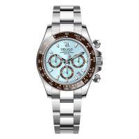China OBLVLO Men Chronograph Watch, Stainless‑Steel Bracelet Sports Wrist Watch with Tachymeter Bezel for sale
