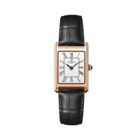 China Vintage Square Dial Couple Quartz Watch Genuine Leather Strap Classic Rectangle Men Women Dress Wrist Watch Gift Set for sale