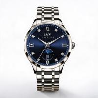 China I&W Men Moon Phase Watch Multi Function Date Week Display Stainless Steel Band Classic Business Quartz Wrist Watch For Gentlemen Gift for sale
