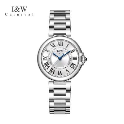 China Minimalist Roman Numeral Dial Ladies Quartz Watch Stainless Steel Band 3 Colors Classic Dress Wrist Watch Gift For Women for sale