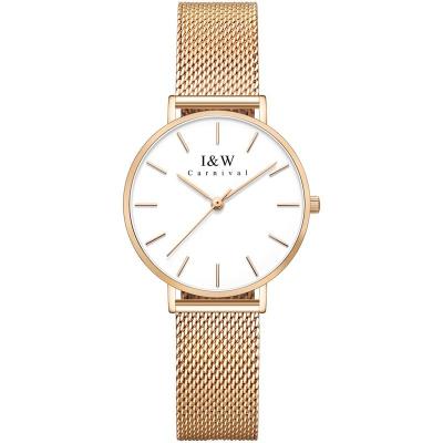 China Ultra Thin Minimalist Ladies Quartz Watch Simple Dial Milanese Mesh Metal Strap 3 Colors Elegant Daily Dress Wrist Watch Gift For Women for sale