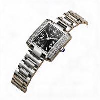 China Vintage Square Roman Dial Ladies Quartz Watch Thin Milanese Mesh Metal Strap 3 Tones Elegant Daily Dress Wrist Watch For Women Gift for sale
