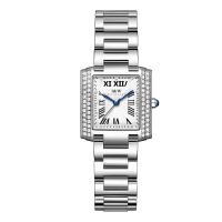 China Vintage Square Roman Dial Ladies Quartz Watch Thin Milanese Mesh Metal Strap 3 Tones Elegant Daily Dress Wrist Watch For Women Gift for sale