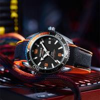 China Quarter‑Orange Men’s Chronograph Watch, Stainless‑Steel Case Leather‑Strap Business‑Sports Wrist Watch for sale