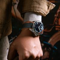 China Quarter‑Orange Men’s Chronograph Watch, Stainless‑Steel Case Leather‑Strap Business‑Sports Wrist Watch for sale