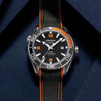 China Quarter‑Orange Men’s Chronograph Watch, Stainless‑Steel Case Leather‑Strap Business‑Sports Wrist Watch for sale