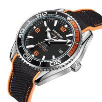 China Quarter‑Orange Men’s Chronograph Watch, Stainless‑Steel Case Leather‑Strap Business‑Sports Wrist Watch for sale